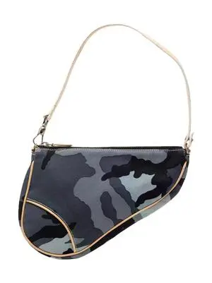 Dior 2002 Mini Canvas Camouflage Saddle Pochette - Blue