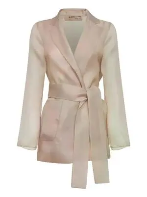 BLANCA VITA Lapel Belted Jacket - Neutrals