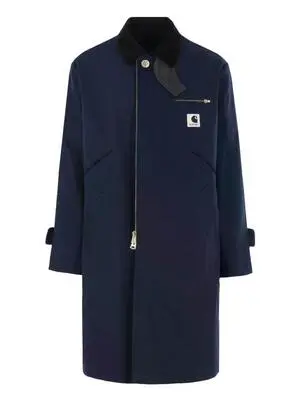 Sacai X Carhartt Wip Logo-patch Coat - Blue
