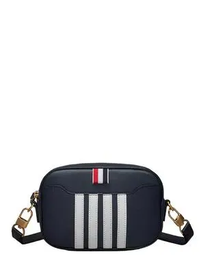 Thom Browne Rectangular Leather Bag With 4-bar Stripes - Blue