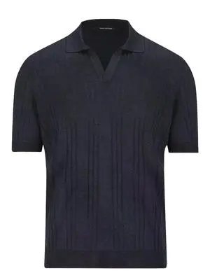 Tagliatore Ribbed V-neck T-shirt - Blue
