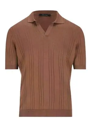 Tagliatore V-neck Ribbed T-shirt - Brown