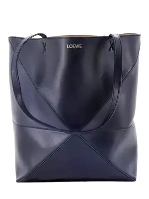 Loewe Puzzle Fold Medium Leather Tote Bag - Blue