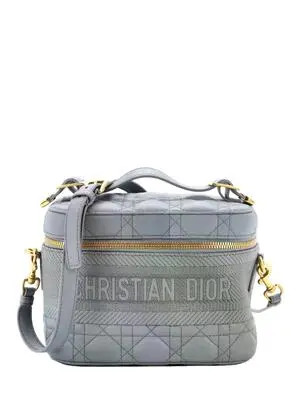 Dior Diortravel Convertible Vanity Case Cannage Quilt Lambskin Small - Grey