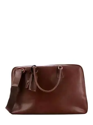 Prada Convertible Travel Bag Leather Large Crossbody Bag - Brown
