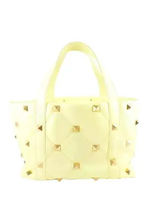 Valentino Garavani 2021 Calfskin Roman Stud Tote Bag - Yellow