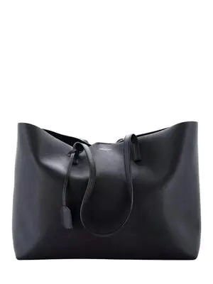 Saint Laurent Shopper Leather Large Tote Bag - Black