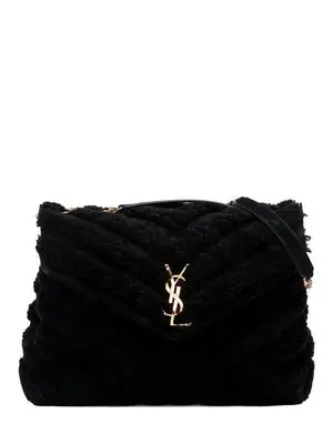 Saint Laurent Medium Shearling Loulou Shoulder Bag - Black
