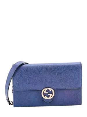 Gucci Interlocking Wallet On Chain Crossbody Bag - Blue