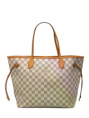 LOUIS VUITTON Louis Vuitton 2012 Damier Azur Neverfull MM Tote Bag White