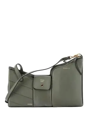 Fendi Bustine 3 Pockets Leather Mini Crossbody Bag - Green