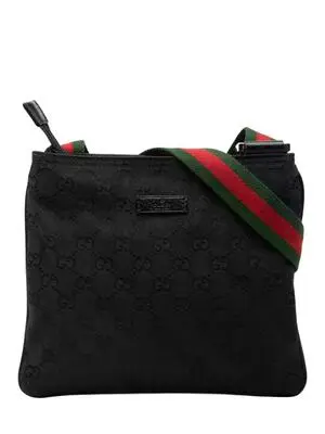 Gucci Gg Canvas Web Crossbody Bag - Black