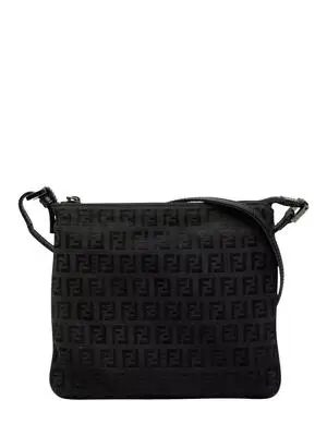 Fendi Zucchino Canvas Crossbody Bag - Black