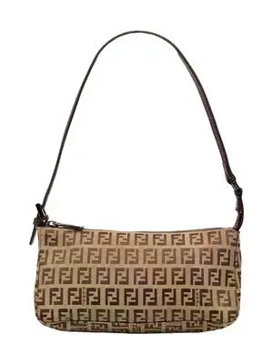 Fendi 2000-2010 Mini Zucchino Canvas Shoulder Bag - Brown