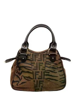 Fendi 2000-2010 Zucca Zebra Print Handbag - Brown