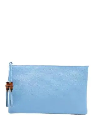 Gucci Calfskin Bamboo Tassel Clutch - Blue