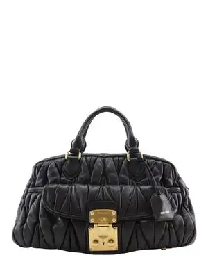 Miu Miu Matelasse Nappa Bowler Satchel - Black