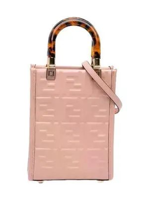 Fendi Zucca Embossed Leather Sunshine Shopper - Pink