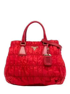 Prada Tessuto Gaufre Satchel Red