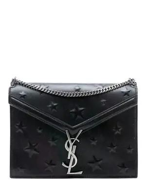 Saint Laurent 2019 Star Embossed Calfskin Monogram Cassandra Clasp Bag - Black