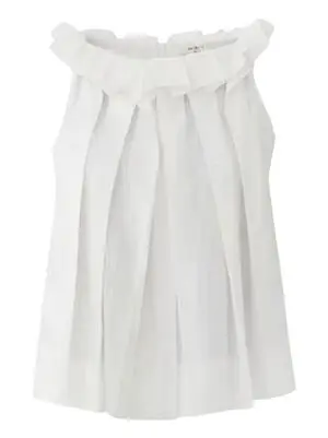 ELEH Ruffled Pleated Top - White