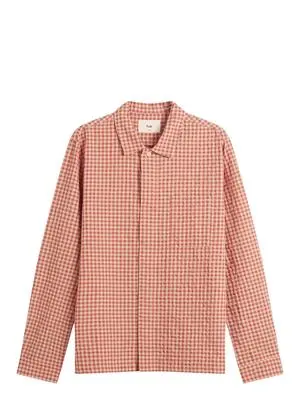Folk Patch Shirt - Red Oxide Textured Check