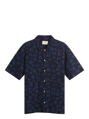 Folk Gabe Shirt - Indigo Irregular Dot