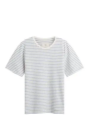 Folk Textured Stripe T-shirt - Ecru/bright Blue