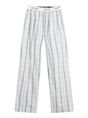Calvin Klein Cotton Poplin Sleep Pant - Silo Plaid Chalk