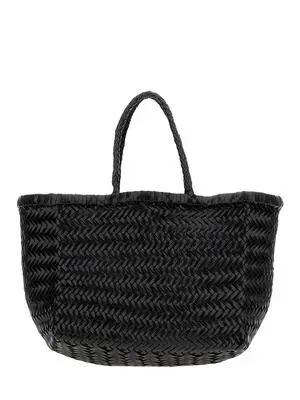 Dragon Diffusion Woven Leather Carryall Bag - Black