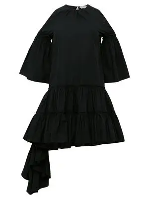 JW Anderson Midi Dress With Ruffle Detail - Black