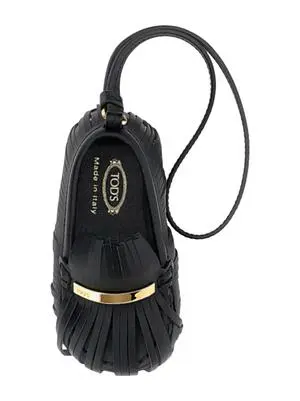 TOD'S Leather Gommino Baby Shoe Charm - Black