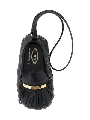 TOD'S Leather Gommino Baby Shoe Charm - Black