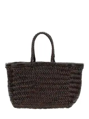 Dragon Diffusion Woven Leather Carryall - Brown