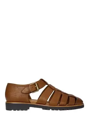 Ralph Lauren Finn Leather Fisherman Sandal - Polo Tan
