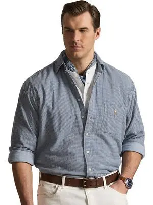 Ralph Lauren Plaid Double-faced Oxford Shirt - Blue Cream