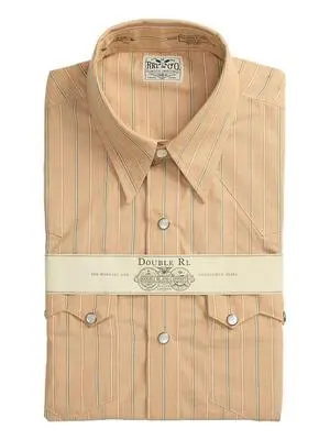 Ralph Lauren Slim Fit French Cuff Western Shirt Tan Multi