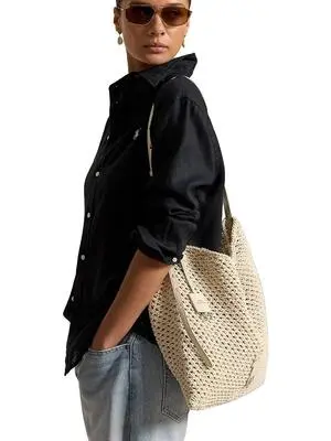 Ralph Lauren Polo Play Cord Messenger Bag Ivory