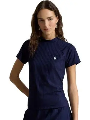 Ralph Lauren Ribbed Stretch-Blend Mockneck Refined Navy