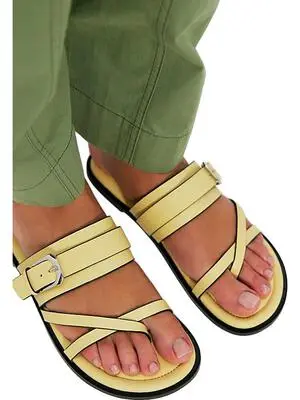 Free People Belted Cross-Strap Sandals Sunkissed Yellow Leather