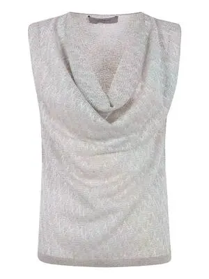 D.exterior Zigzag-pattern Top - Neutrals