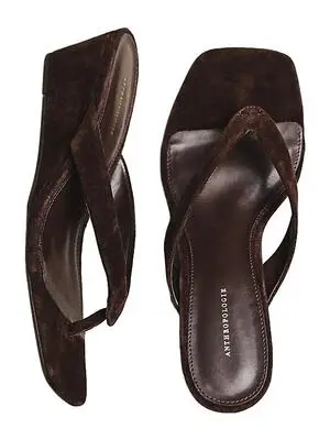 Anthropologie Wedge Thong Heels - Chocolate