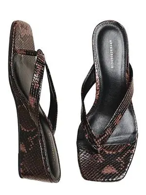 Anthropologie Wedge Thong Heels - Snake