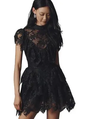 Bardot Tarryn Tulle Ruffle Mini Dress - Black