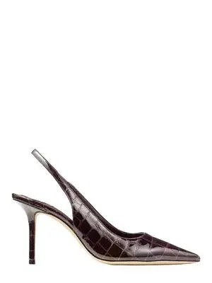 JIMMY CHOO Love 85 Crocodile-embossed Slingbacks - Brown