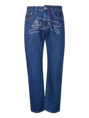 ICECREAM Crystal Embellished Denim Trousers - Blue