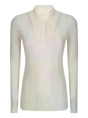 A.p.c. Ribbed Knit Polo Top - Neutrals