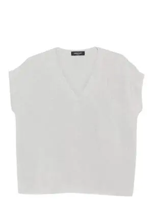 Fabiana Filippi V-neck Short Sleeve Knit Top - Grey