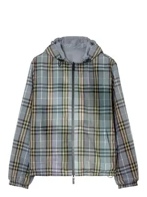Burberry Reversible Check Hooded Jacket Blue