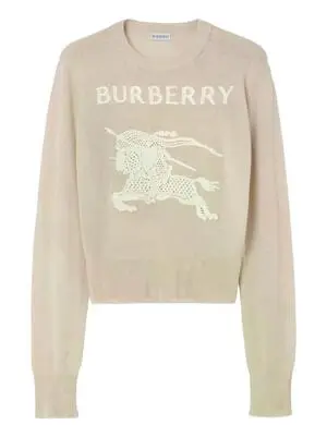 Burberry Knight Logo Cotton-wool Blend Knit Sweater - Neutrals